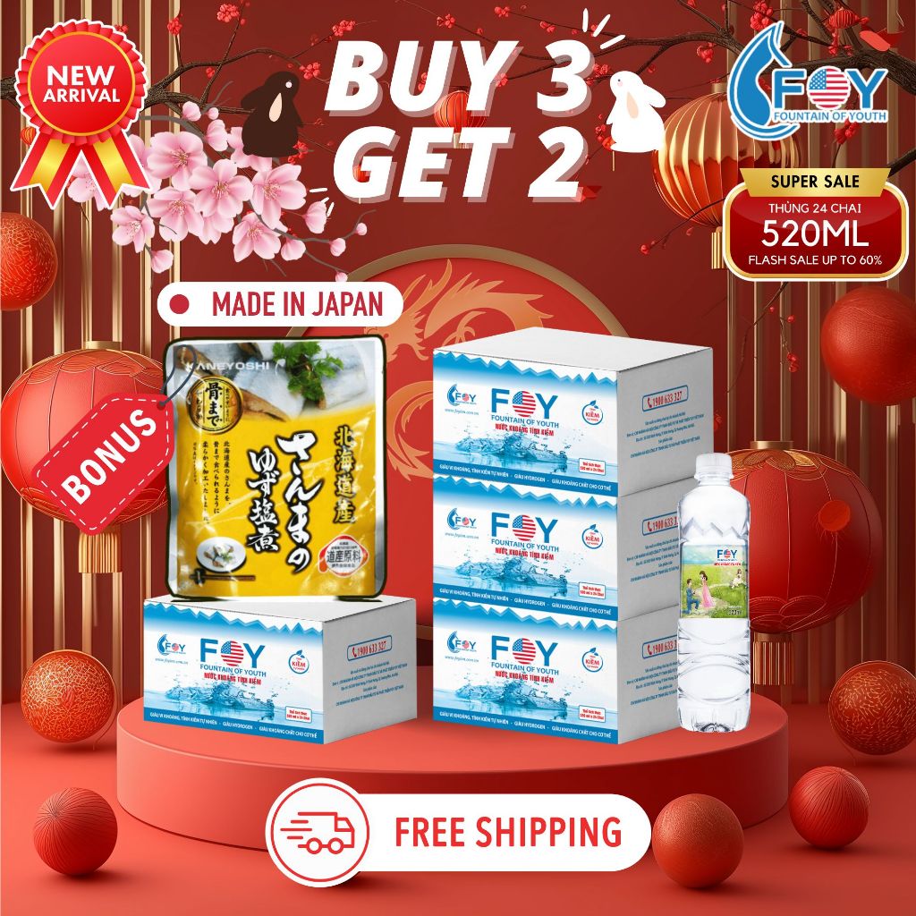 [[FREESHIP TOÀN QUỐC] - MUA 3 TẶNG 2 - Thùng 24 Chai Nước khoáng ION kiềm FOY Artist Series 2024 ...