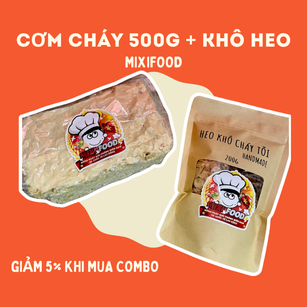 Set 2 món siêu ưu đãi MIXIFOOD Cơm cháy chà bông/ siêu ruốc 500G và Khô ...