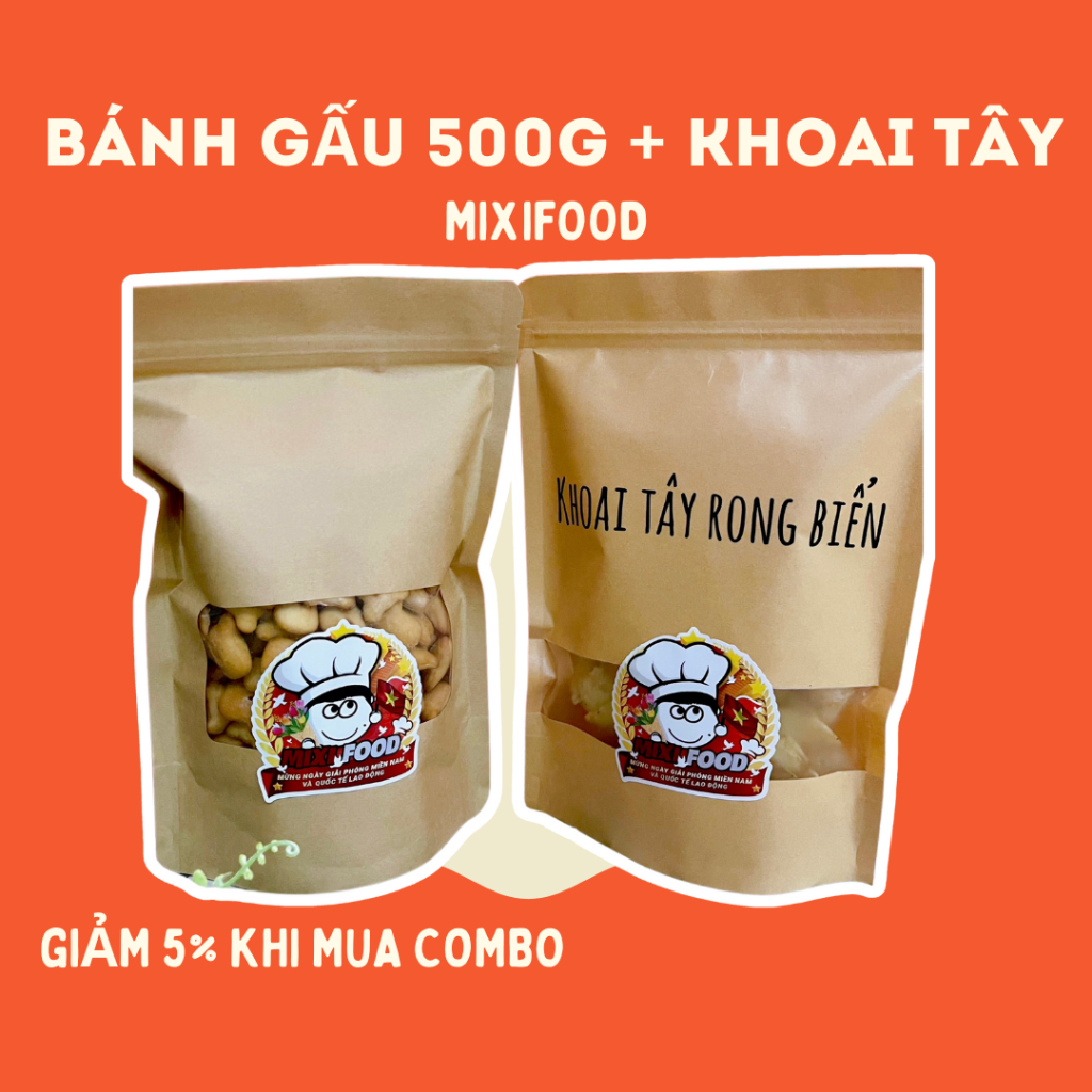 Set 2 món siêu ưu đãi MIXIFOOD Bánh gấu 500G + Khoai tây vị bất kỳ ...