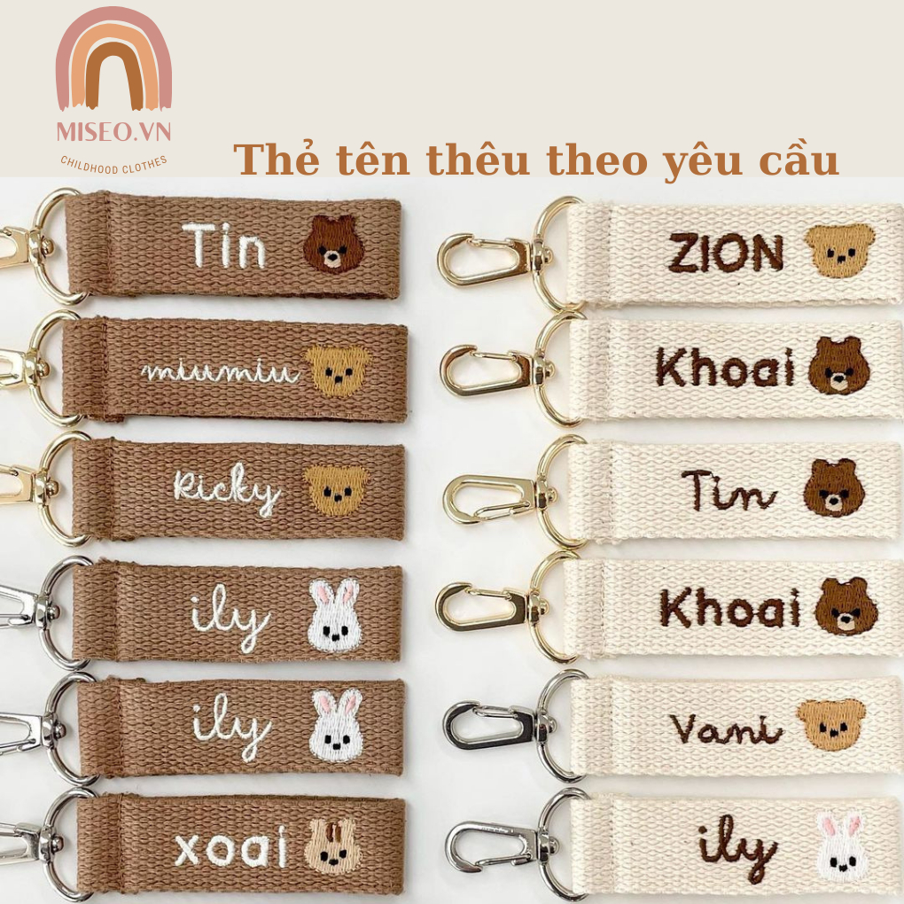 Nametag thêu tên theo yêu cầu, tag treo cặp, balo, vali cho bé thẻ tên ...