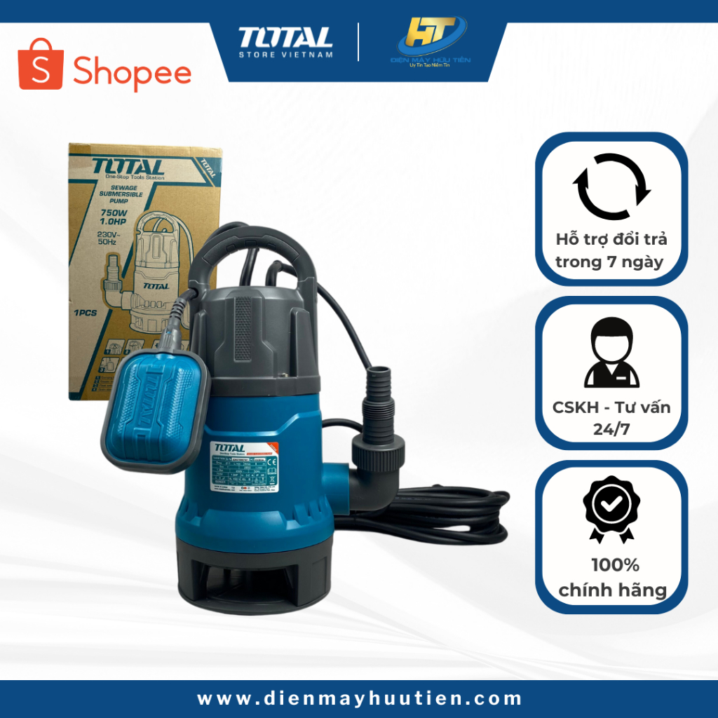 Máy bơm chìm nước thải 750W 1HP TOTAL TWP87506 | Shopee Việt Nam