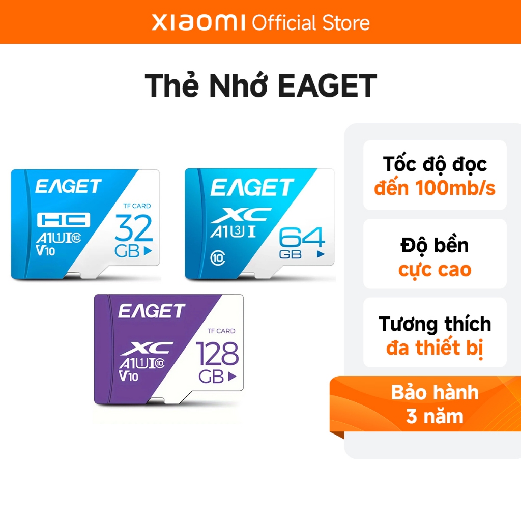 Thẻ nhớ MicroSD Eaget tốc độ cao Class 10, 32GB/64GB/128GB, Bảo Hành ...