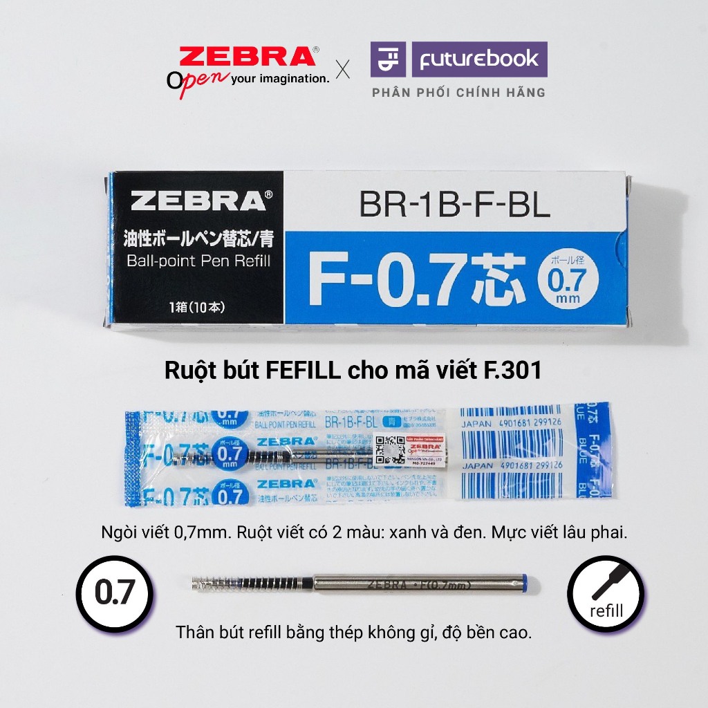 Bút Viết Bi bấm kim loại FUTUREBOOK x ZEBRA đầu bút 0.7mm dòng F301 ...