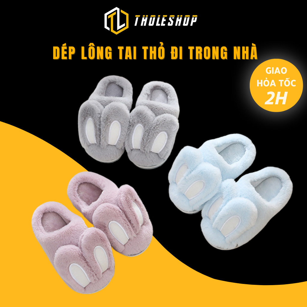Dép Lông Đi Trong Nhà Lót Nỉ Cao Cấp Hình Tai Thỏ Dễ Thương Tholeshop ...