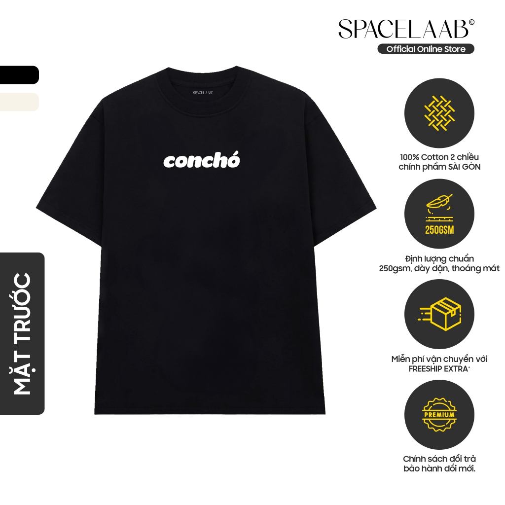 Áo in chữ "CONCHÓ" 100% Cotton 250GSM Spacelaab | Shopee Việt Nam