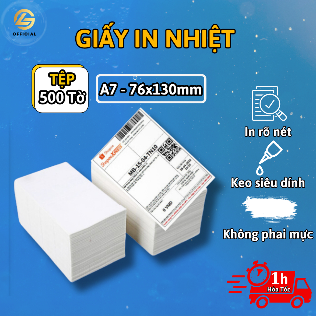 Giấy In Nhiệt Tự Dính Tập 500 Tờ A7 76x130 - CÓ SẴN LỚP DÁN - In Đơn ...