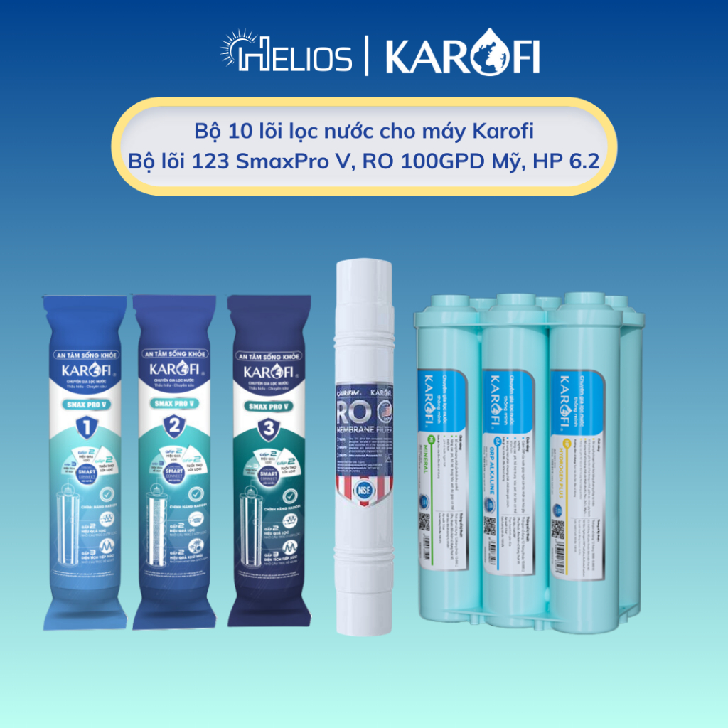 Bộ 10 lõi lọc nước Karofi chính hãng dùng cho máy lọc nước RO Karofi ...