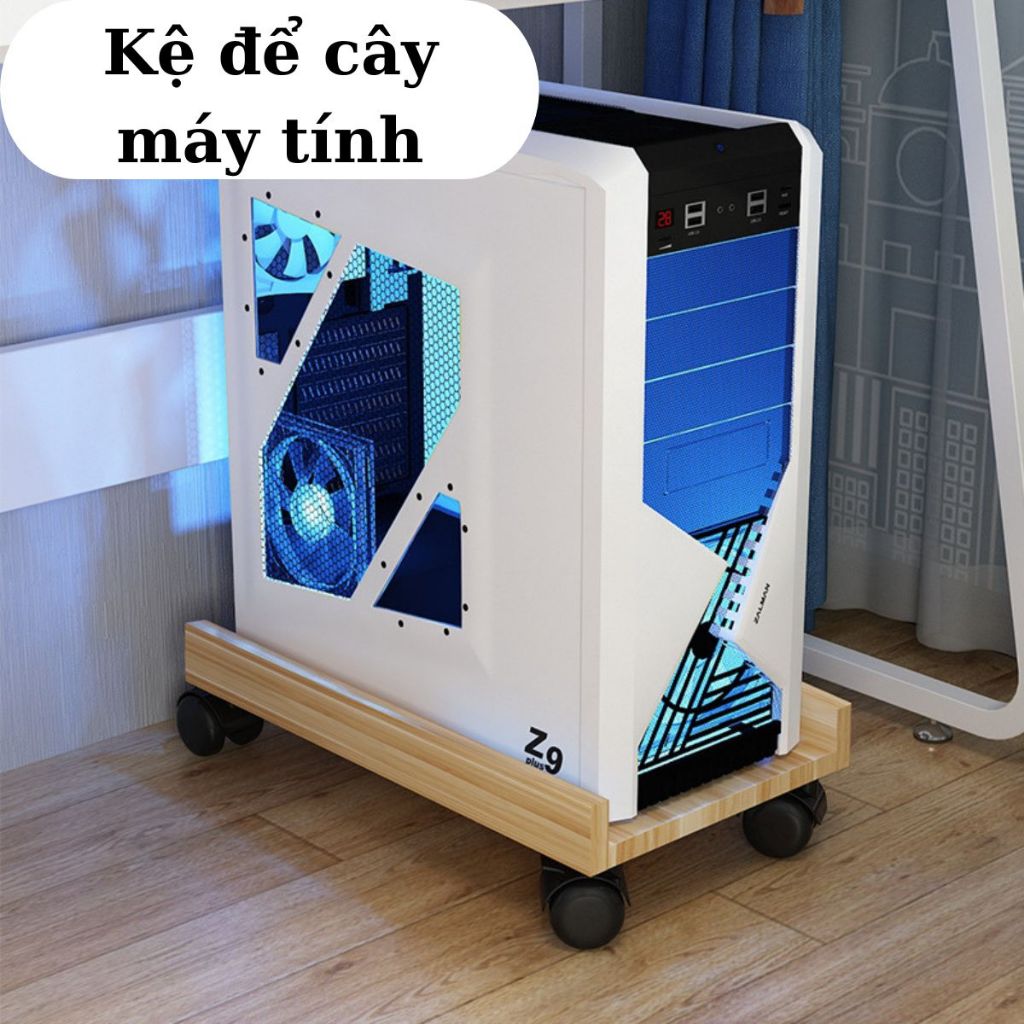 Kệ để CPU di động có bánh xe chốt cố định, gỗ công nghiệp MDF dùng làm ...