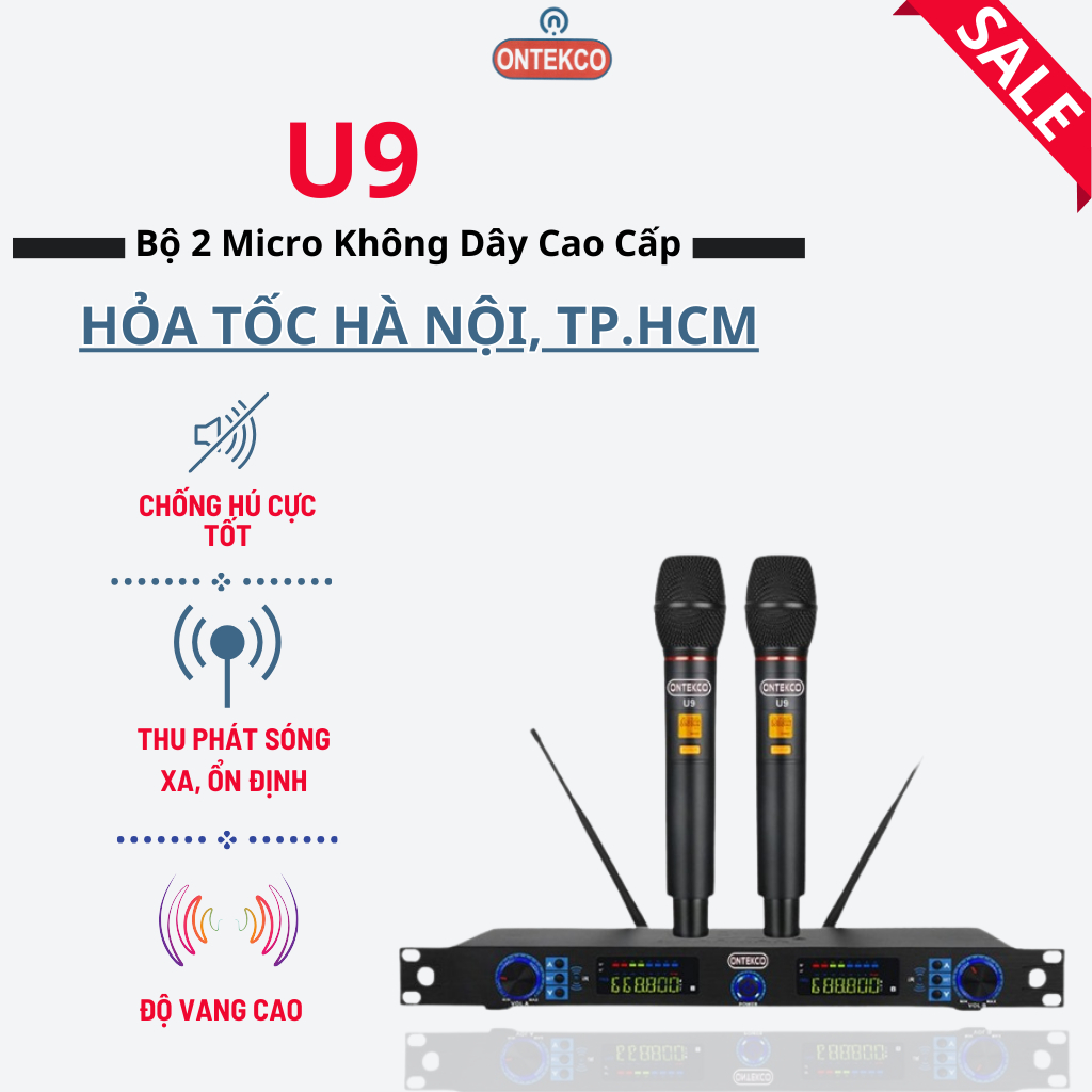 Bộ micro không dây Ontekco U9/U10/U10B cao cấp, micro hát hay âm thanh trong trẻo - Ontek Sài ...