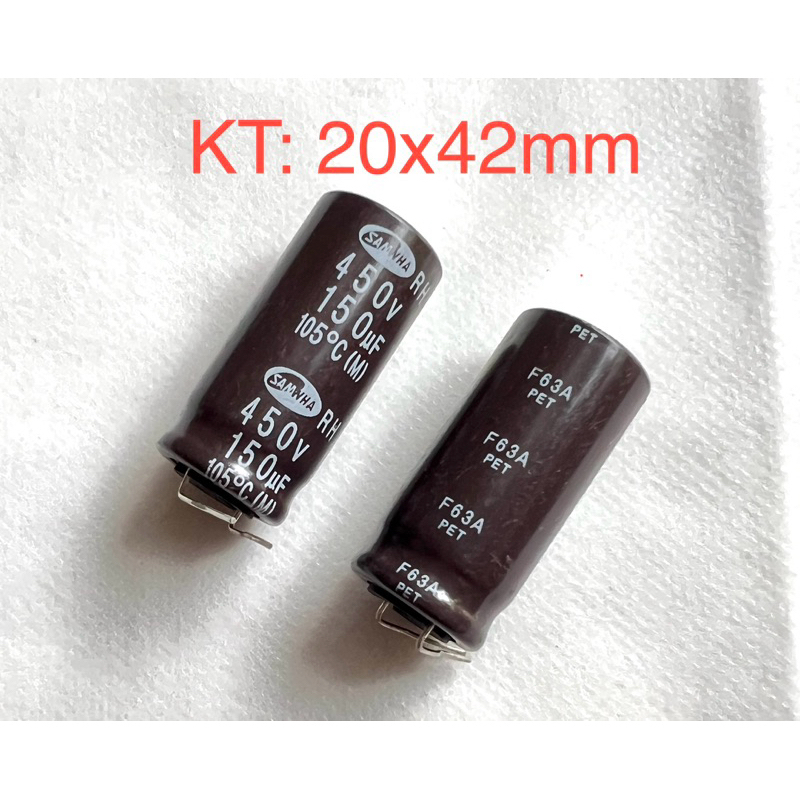 TỤ NGUỒN 450V 150UF KT: 20x42mm HÃNG SAMYOUNG ( 450V150UF 150UF450V ...
