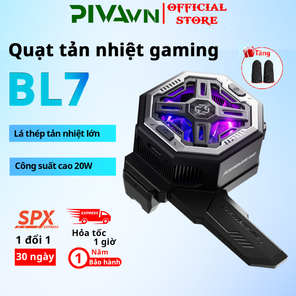 Quạt tản nhiệt điện thoại sò lạnh Piva BL7 BX7 chơi PUGB FF ROS siêu lạnh, Độ ồn thấp, Làm lạnh ...
