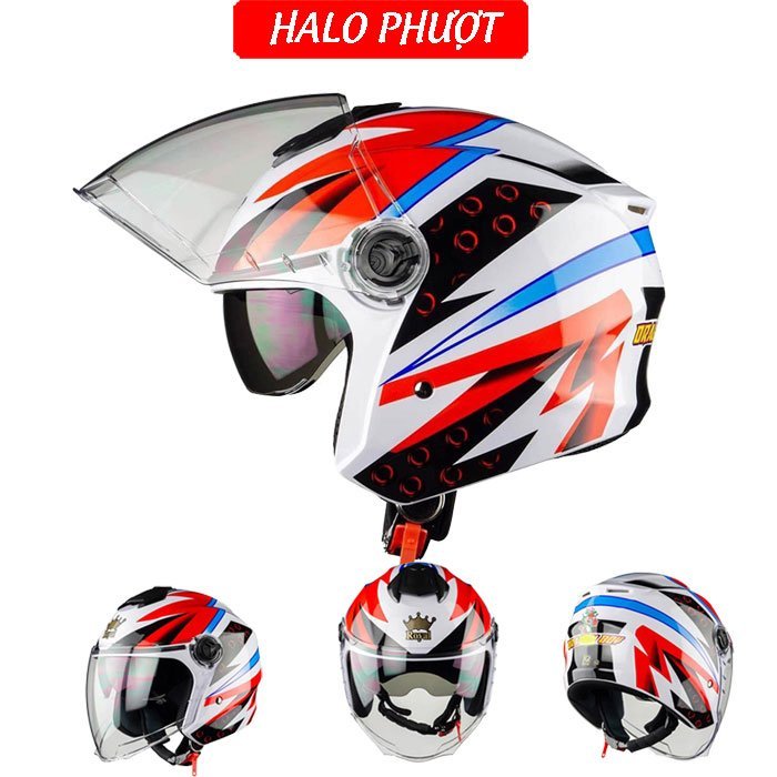 (2 Kính - Tặng Tem KYT) Nón 3/4 ROYAL M668 Tem Dragon Boy (Lót tháo rời ...