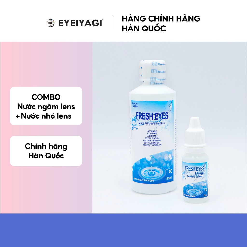 Combo nước ngâm lens + nước nhỏ mắt lens EYEIYAGI vệ sinh cấp ẩm kính ...