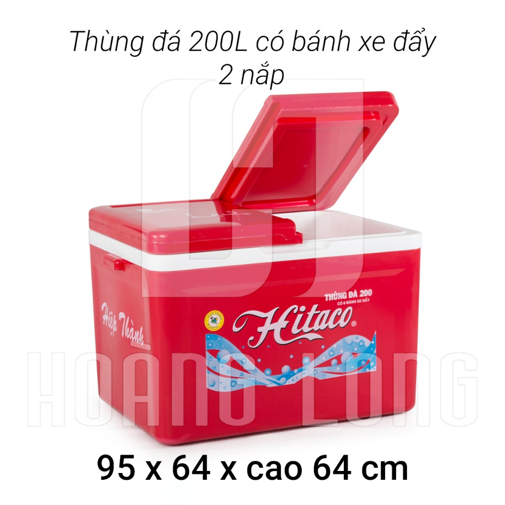 Thùng Đá Vuông 200L (200 Lít) 2 Nắp - Hitaco (Nhựa Hiệp Thành) - Có Vòi Xả, Có 8 Bánh Xe Đẩy ...
