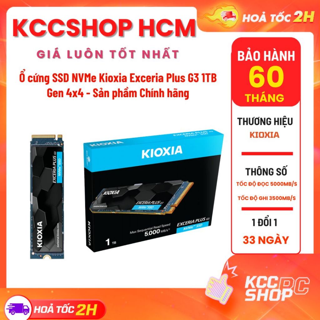 Ổ cứng SSD NVMe Kioxia Exceria Plus G3 1TB Gen 4x4 - chính hãng bảo hành 60 Tháng | Shopee Việt Nam