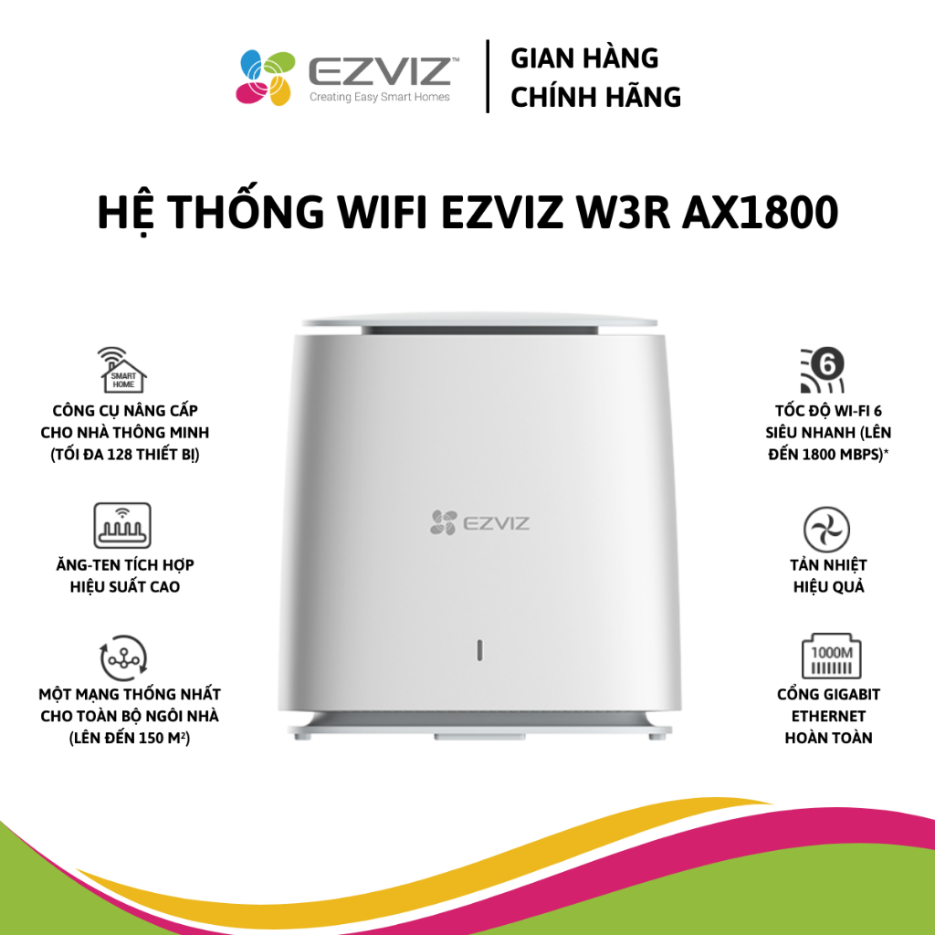 Bộ phát sóng WIFI 6 MESH EZVIZ W3R Tích Hợp 2 Băng Tần 2.4Gz 5.0Ghz Tốc ...