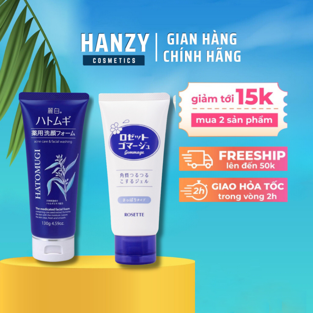 Combo chăm sóc da mặt Sữa rửa mặt ý dĩ Hatomugi + Tẩy tế bào da chết ...
