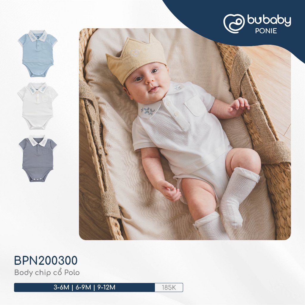 Body chip cộc tay cổ Polo Ponie Bu Baby chất vải BamBoo Cotton mềm mát ...