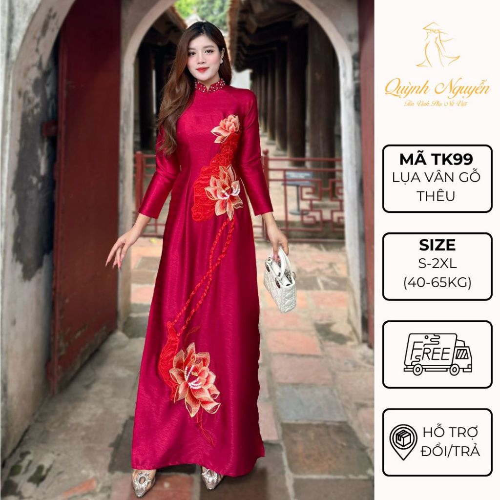 Áo dài nữ ÁO DÀI QUỲNH NGUYỄN áo dài thêu thủ công họa tiết áo dài ...
