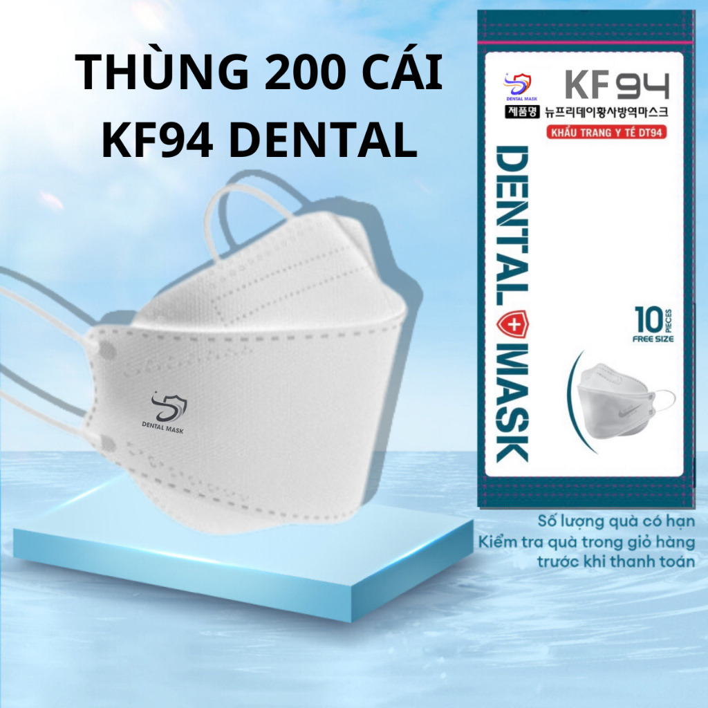 Thùng 200 cái khẩu trang kf94 DENTAL MASK chính hãng 4 Lớp có giấy kháng khuẩn Kiểu Dáng 4D Hàn ...