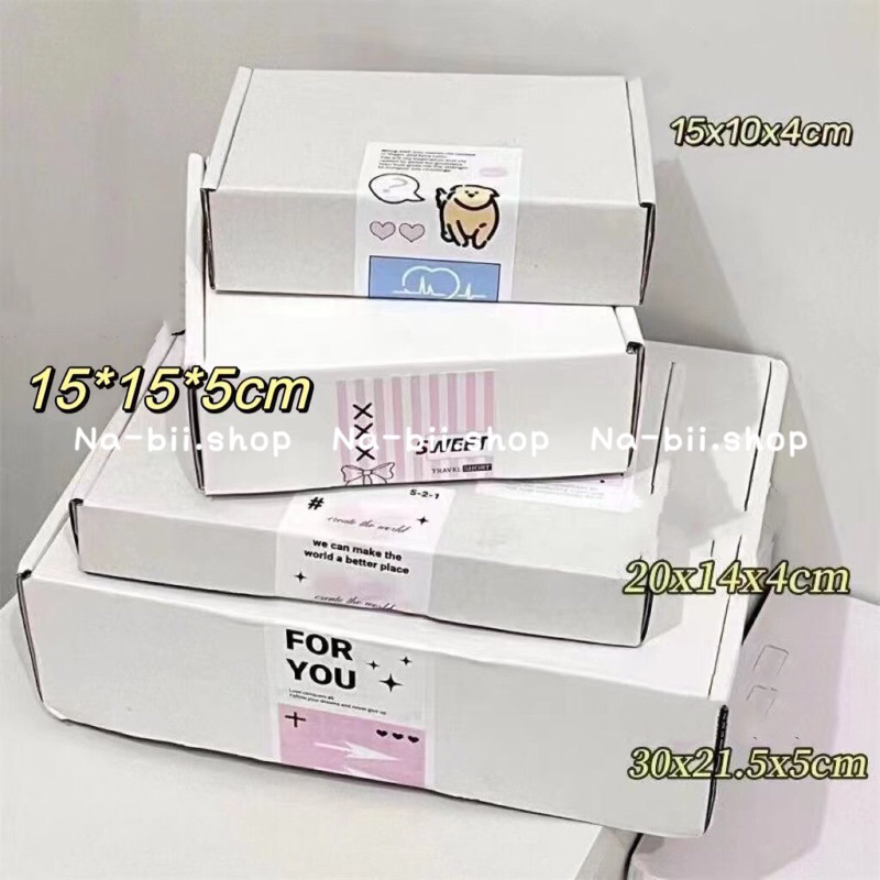 Set 2c Hộp bìa carton nắp gài gói áo cỡ to 30x21.5x5cm màu hồng trắng ...