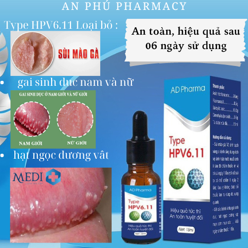 Type HPV6.11 giúp loại bỏ sùi mào gà, gai sinh duc, hạt ngọc dv sau 5 ngày sử dụng an toàn hiệu ...