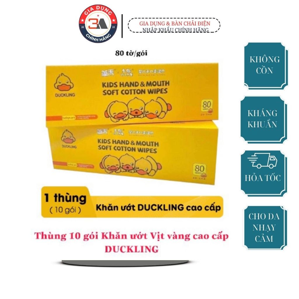 (HỎA TỐC 2H) Thùng 10 gói khăn giấy ướt Vịt Vàng G.DUCK nội địa Trung ...