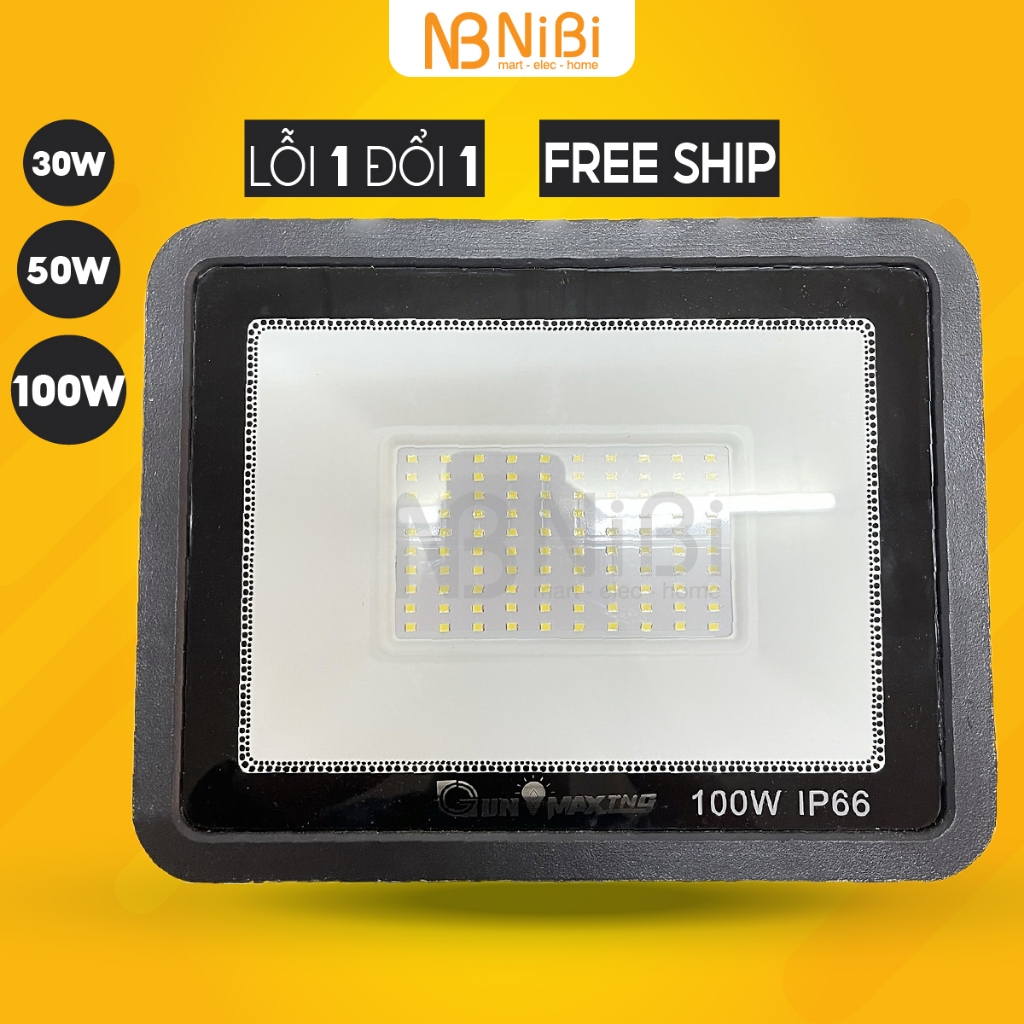 Đèn Pha Led Ngoài Trời GUNMAX TNG Điện 220v Công Suất 30W, 50W,100w Chống Nước Tuyệt Đối ...