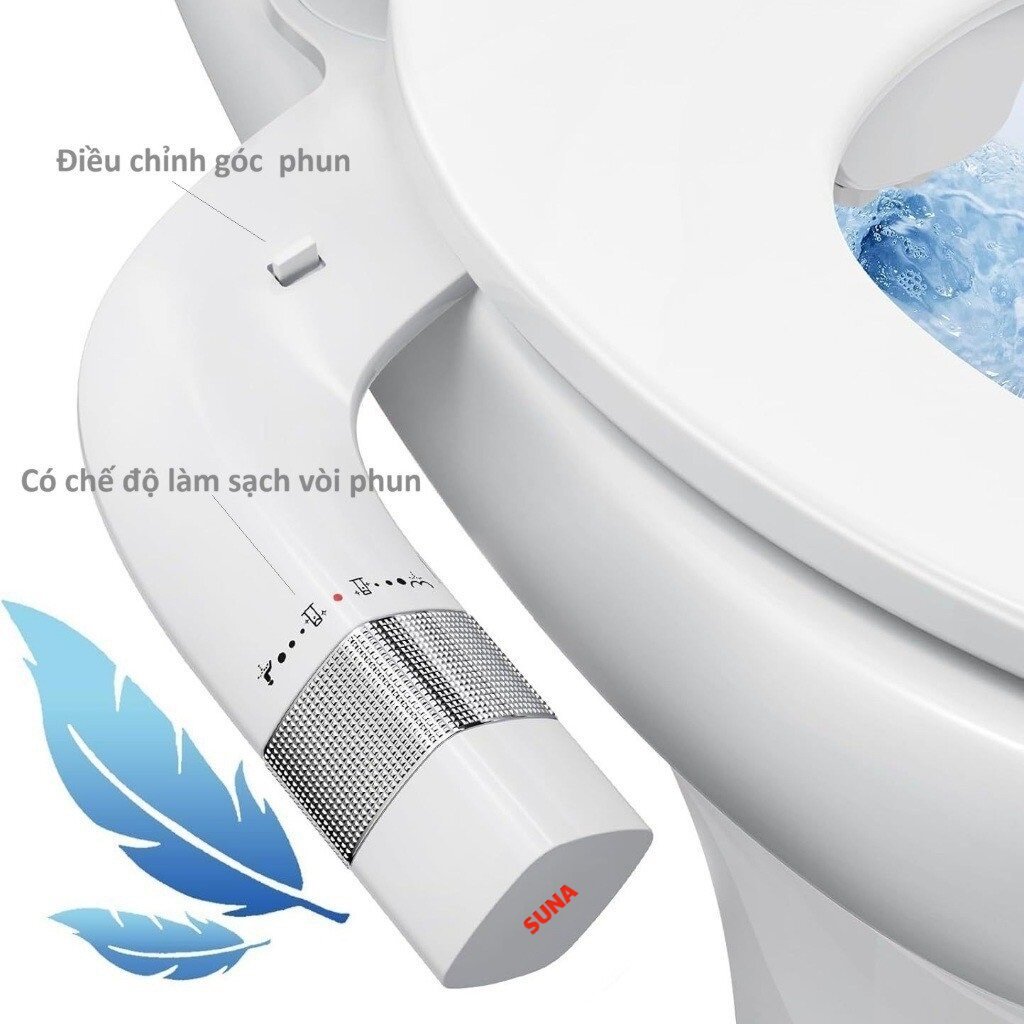 Vòi xịt rửa vệ sinh gắn bồn cầu cao cấp Suna NV100, siêu mỏng, thông ...
