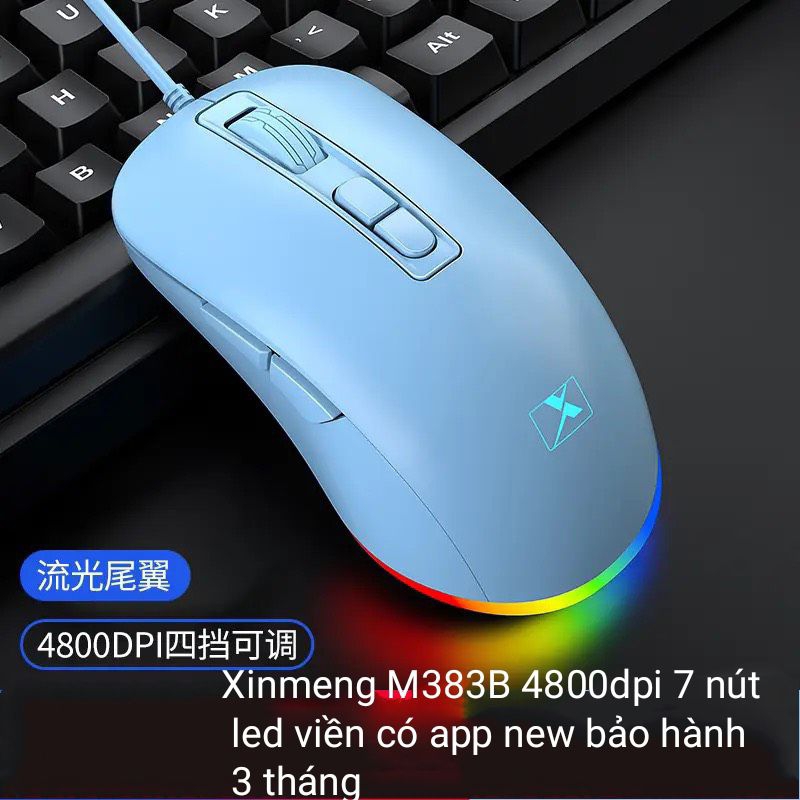 Chuột Gaming Xinmeng M383 Led RGB+ led viền( 4800 DPI/chip A704/7 phím ...