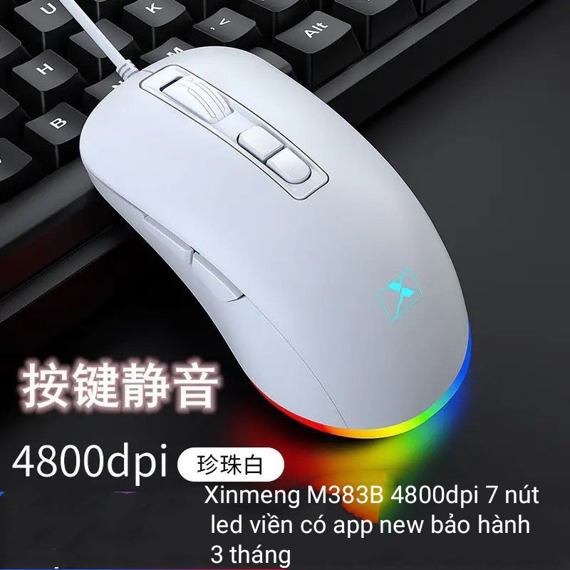Chuột Gaming Xinmeng M383 Led RGB+ led viền( 4800 DPI/chip A704/7 phím ...