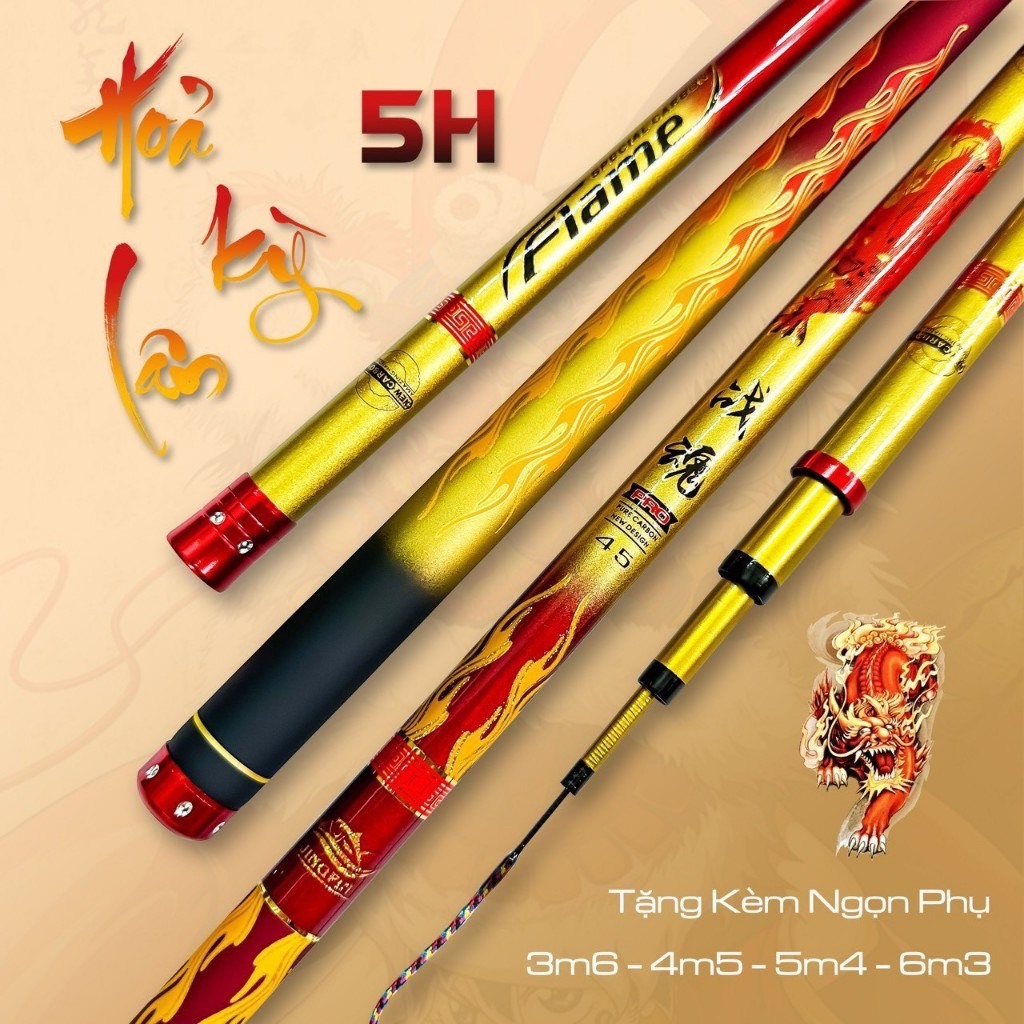 Cần Câu Hỏa kì lân 5h Tặng Ngọn Phụ + trục cung size ( có bán lóng thay ...
