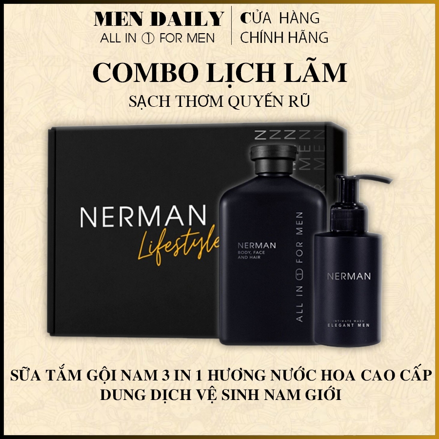 Combo sữa tắm nam 3in1 Nerman 350ml & DDVS nam Nerman 100ml, hương nước ...