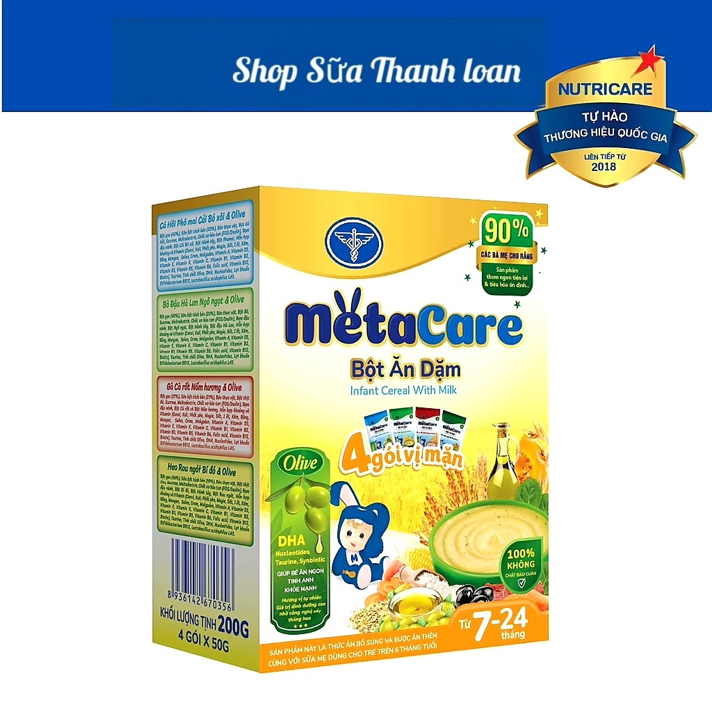 [HSD T9-2026] Bột Ăn Dặm Nutricare Metacare 4 Gói Vị Mặn 200g. | Shopee Việt Nam