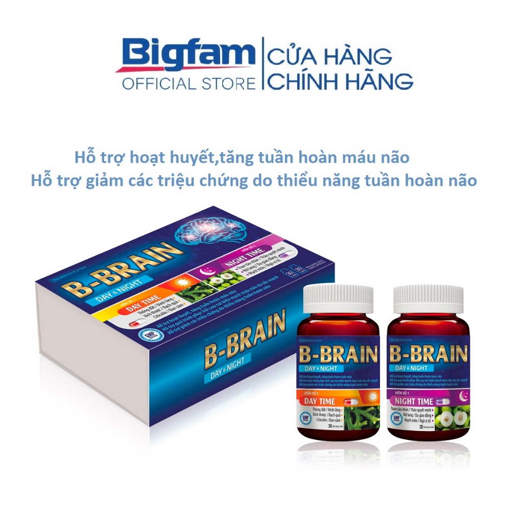 Hoạt huyết dưỡng não Bigfam BBrain Day & Night (Hộp 2 lọ mỗi lọ 30 viên) | Shopee Việt Nam