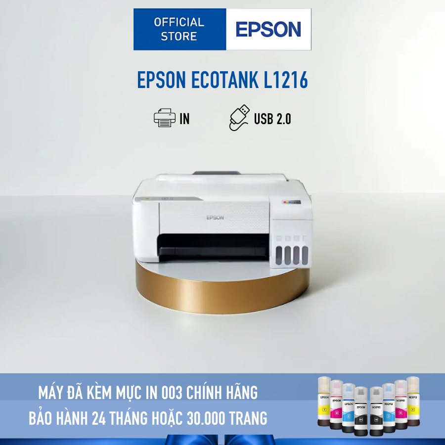 Máy In Phun Màu Đơn Năng Epson EcoTank L1216 (Bao Gồm Bộ Mực Chính Hãng ...