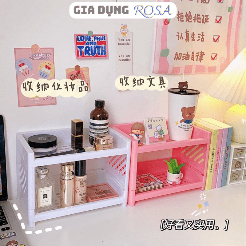 Kệ nhựa mini 2 tầng đựng đồ đa năng - Kệ nhưa đa chức năng để đồ siêu ...