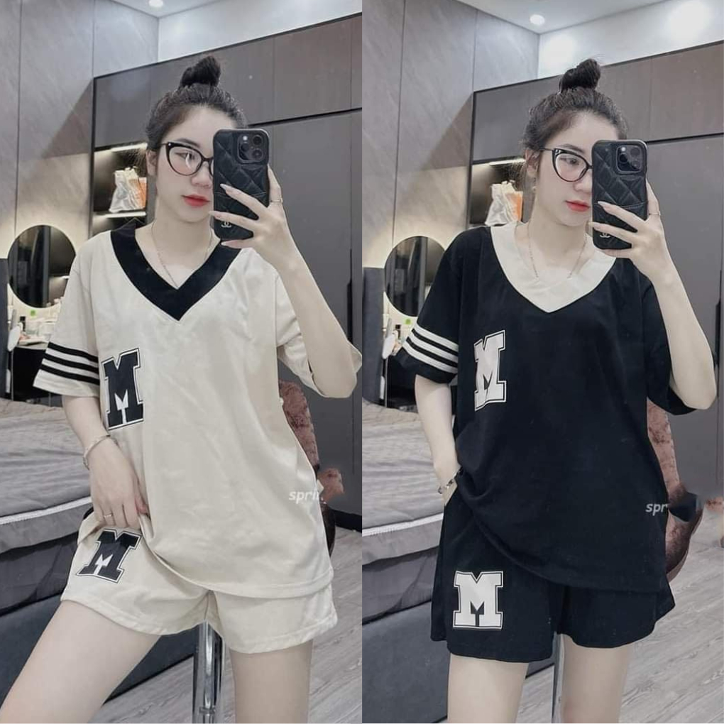 Set bộ thể thao nữ mặc nhà rẻ đẹp mùa hè bộ đùi nữ bộ quần áo nữ 3 SIZE 45-75KG bigsize chất ...