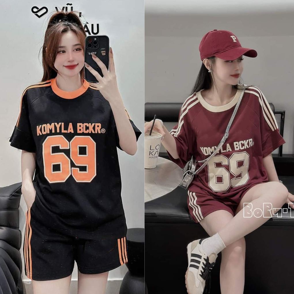 Bộ thể thao nữ quần đùi áo cộc mặc nhà rẻ đẹp mùa hè set bộ quần áo nữ 3 SIZE 45-75KG bigsize ...