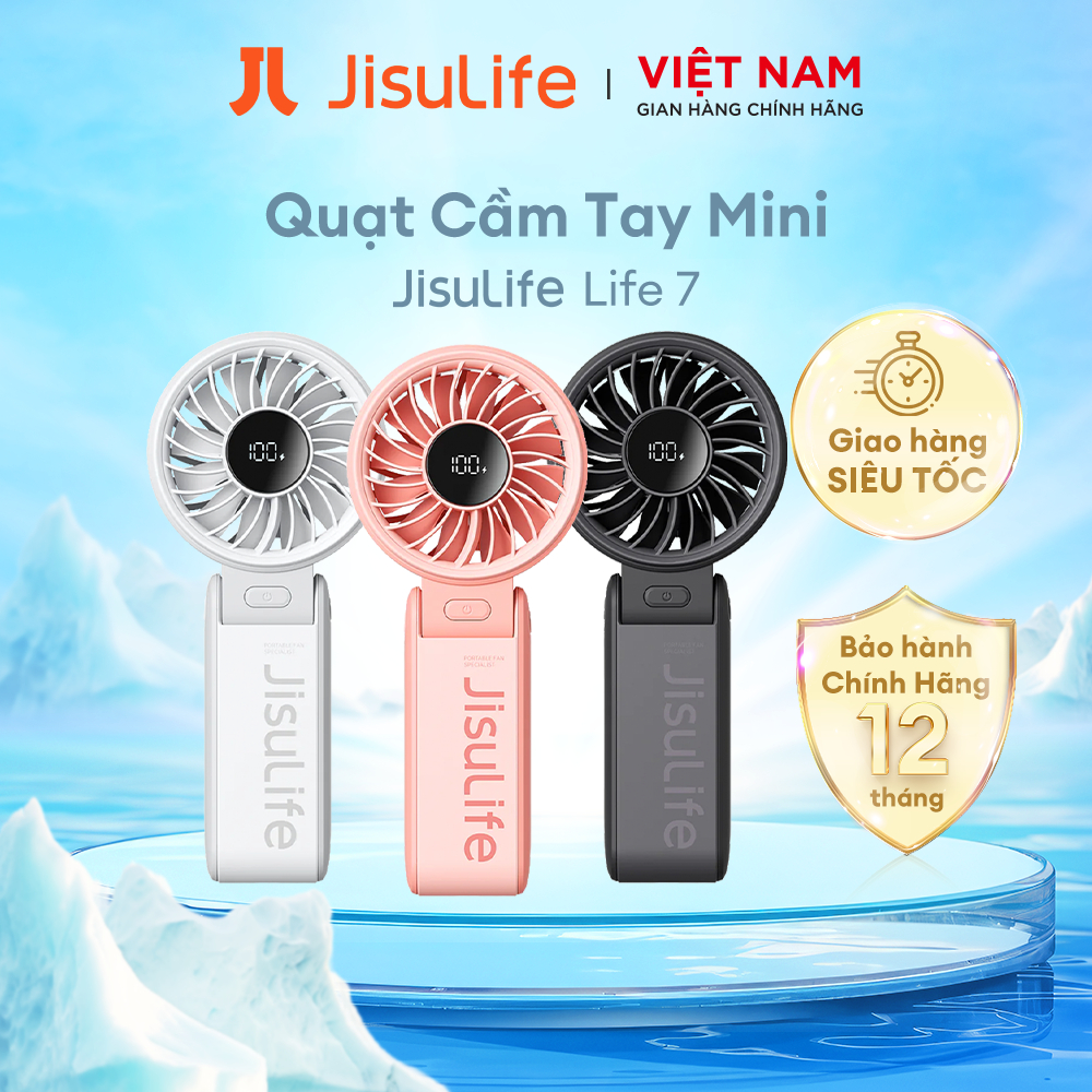 Quạt cầm tay mini Jisulife Life 7 ABS 5 cấp độ gió 3600mAh/5000mAh - Sử ...