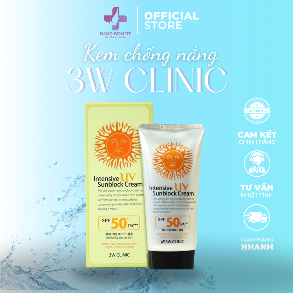 Kem Chống Nắng 3W Clinic Intensive UV Sunblock Cream SPF 50 PA+++ Hàn Quốc Mỏng Nhẹ Dưỡng Da ...