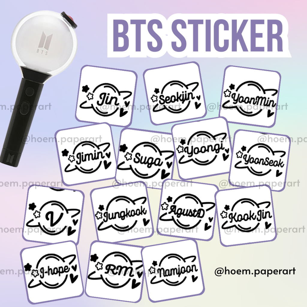 Sticker BTS | Holo Sticker Tên Idol K-pop Dán Lightstick | BTS ...