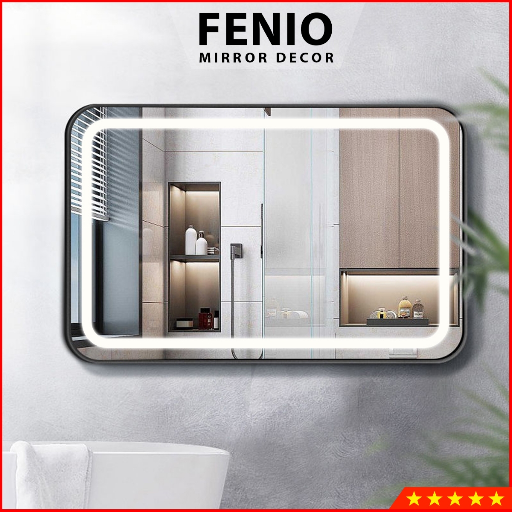 Gương treo nhà tắm FENIO có led viền cảm ứng hình chữ nhật | Shopee ...