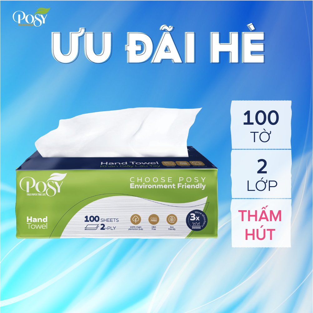 Khăn giấy lau tay POSY, Khăn giấy đa năng 100 tờ 2 lớp | Shopee Việt Nam