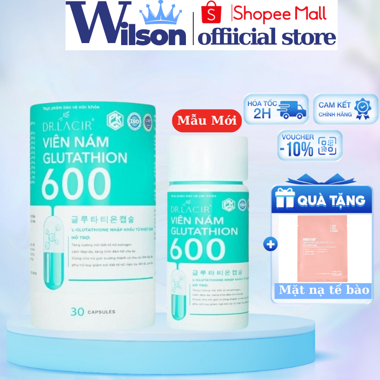 Viên Uống Trắng Da Glutathione 600 Dr Lacir Chính Hãng Hạn Chế Lão Hoá Da, Nếp Nhăn, Tăng Nội ...