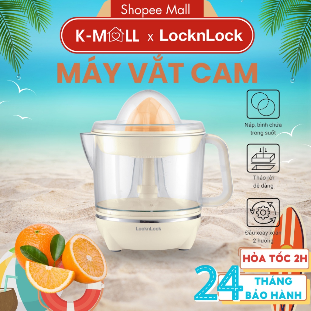 Máy vắt cam LocknLock EJJ231 EJJ231IVY Trắng Ngà 700ml , xoay ép 2 chiều cho nhiều nước cam - K ...