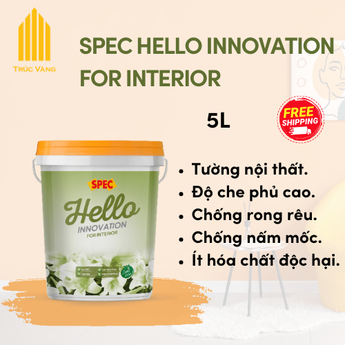 Sơn nước trong nhà Mờ Spec Hello Innovation dung tích 5L (ĐỦ MÀU) | Shopee Việt Nam