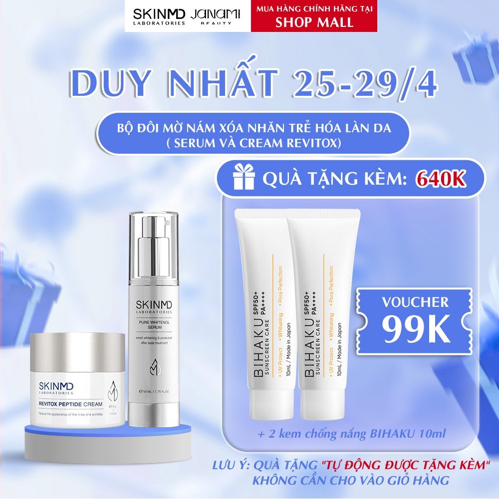 Bộ đôi mờ nám, xóa mờ nếp nhăn và phục hồi tế bào da Skinmd Pure ...