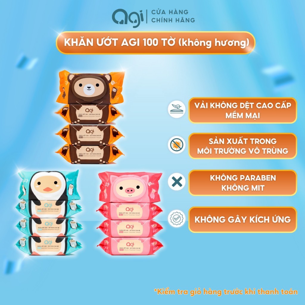 Combo 4 gói khăn giấy ướt Agi 100 tờ | Shopee Việt Nam