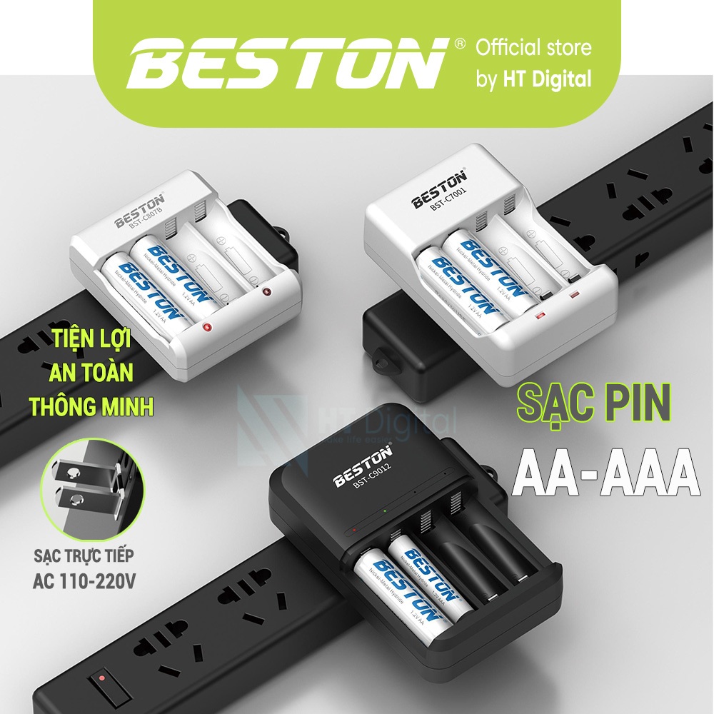 Sạc pin Beston C807b, sạc pin tiểu AA và AAA, hỗ trợ pin Ni-MH 1.2V, có ...